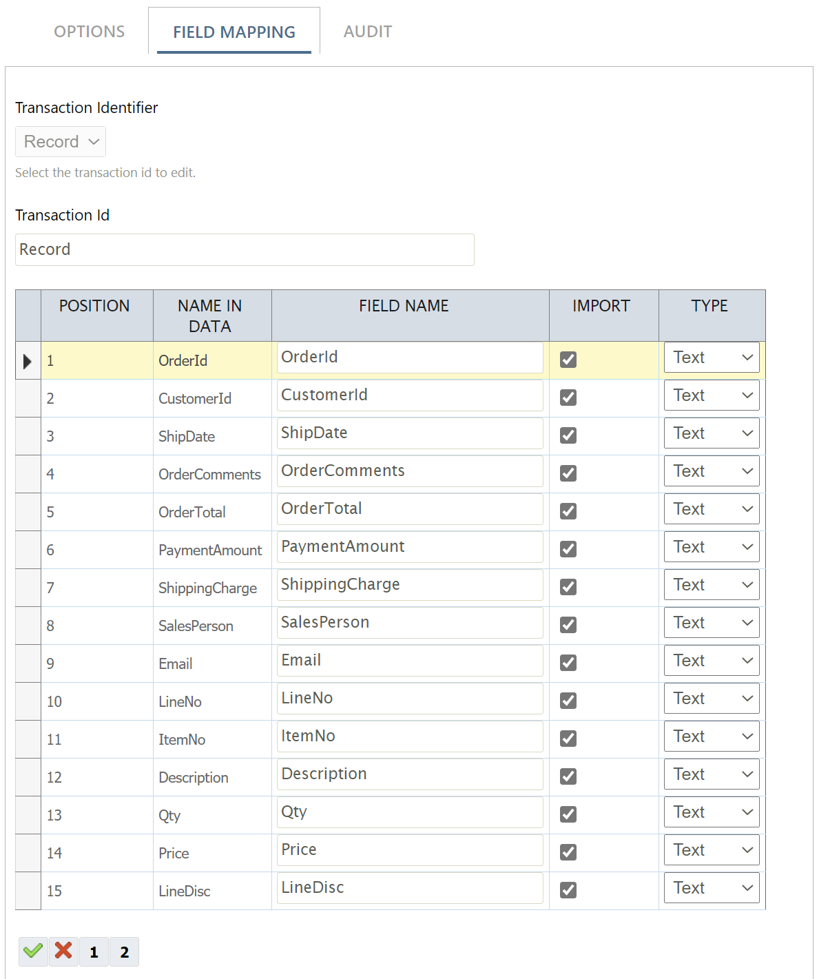 Field mapping tab | IMan User Guide | Realisable